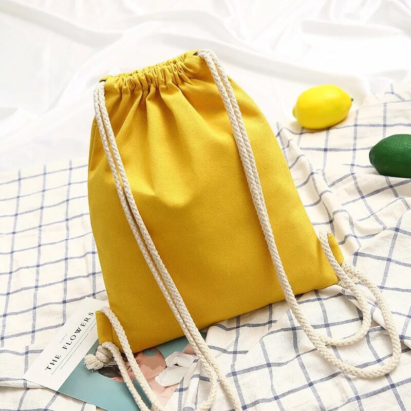 School Backpack Canvas Drawstring Pack Drawstring Gym Bag Casual String ...