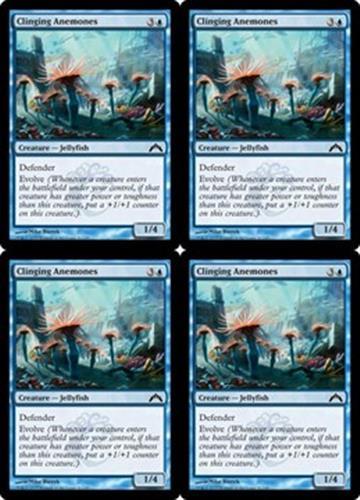 4x CLINGING ANEMONES Gatecrash MTG Blue Creature—Jellyfish Com | eBay