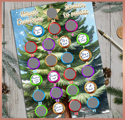 DIY Advent Calendar A4 SCRATCH CARD Xmas Christmas Treats Gift For Him ...