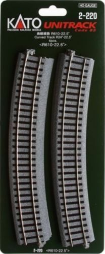 Kato HO Scale UniTrack ~ 610mm 24 Inch (22.5) Radius Curved Track (4 ...
