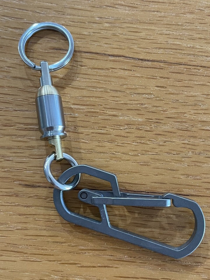 Titanium EDC Carabiner, Keychain Key Ring, Titanium/ Brass Bullet Bead ...