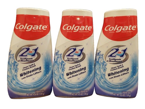 Lot Of 3 Colgate 2 in1 Whitening Toothpaste & Mouthwash Liquid Gel 4 ...
