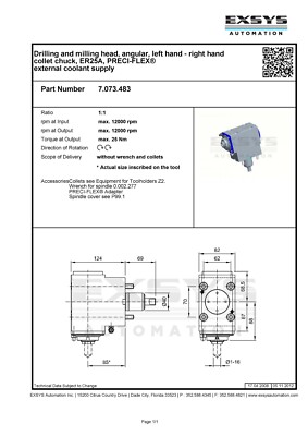 Live tool holder, angular, left/right hand collet chuck, R25A, 7.073. ...