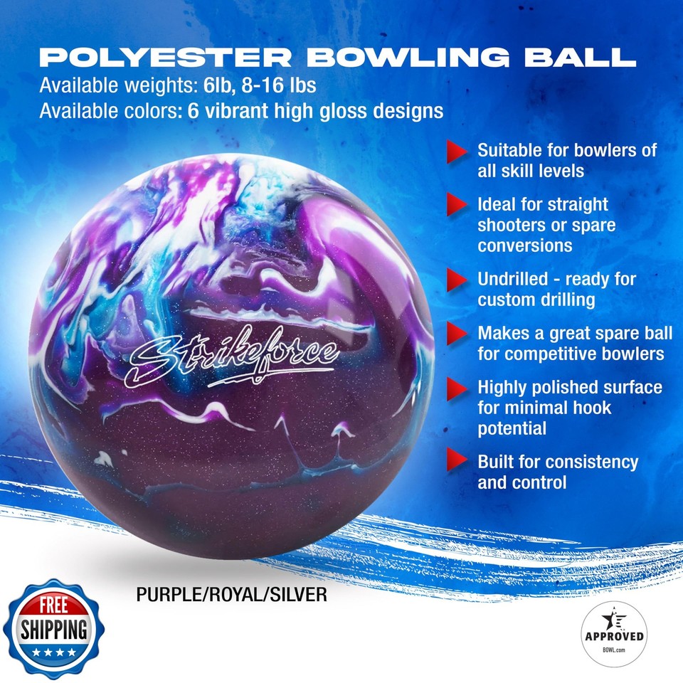 KR Strikeforce Polyester Undrilled Bowling Ball - Available in 6lb, 8 ...