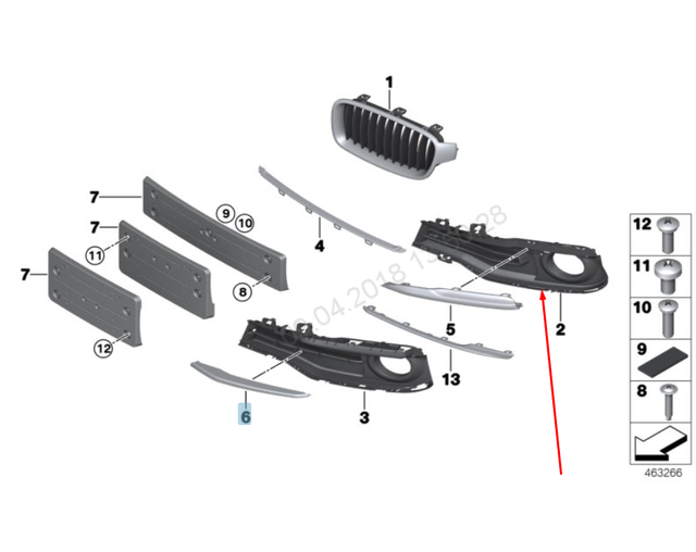Genuine BMW F30n Front Bumper Partially Open Fog Grille O/s OEM ...