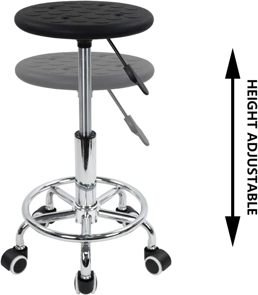 PU Foam Rolling Stool with Footrest Height Adjustment Swivel Laboratory ...