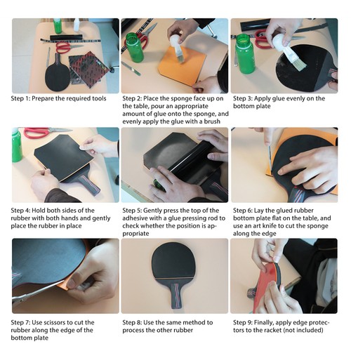 Ping Pong Paddle Rubber With Sponge Table Tennis Racket Rubber ...