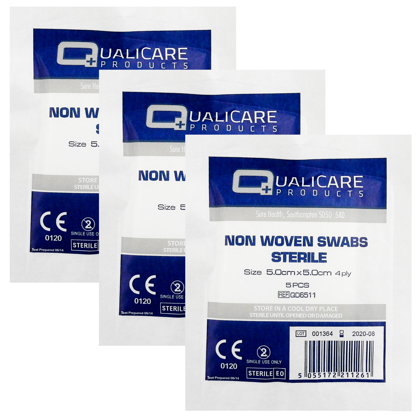 Triple Pack Qualicare Non-Woven Sterile Gauze Swabs 4PLY, 15 x 5cm x ...