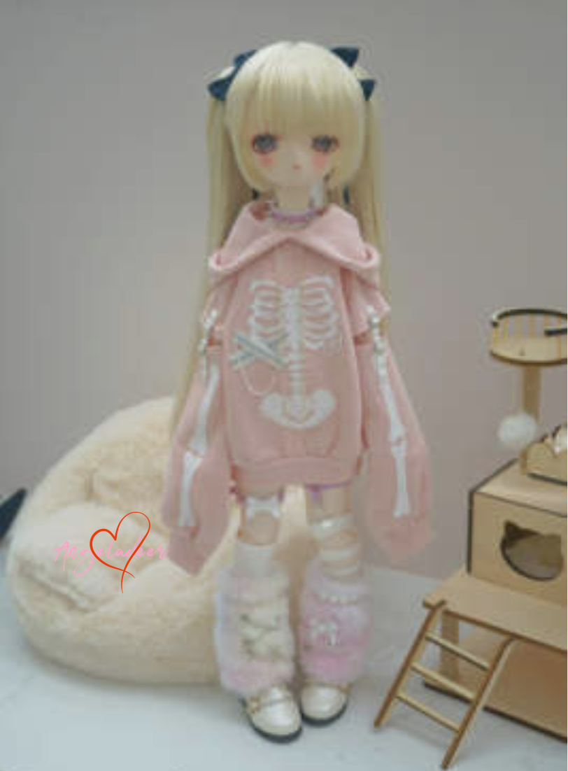 1/4MSD/MDD Puyoo Shoushou BJD Doll Clothes PUNK Skeleton Hoodie Suit ...