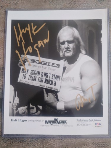 WWF/WWE RARE WrestleMania 1 original promo dual signed by Hulk Hogan ...