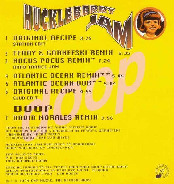 DOOP Huckleberry Jam 6x + Doop DAVID MORALES reMix CD Single 1994 ...