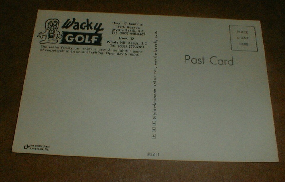VTG Wacky Golf Original Postcard Myrtle Beach South Carolina Windy Hill ...