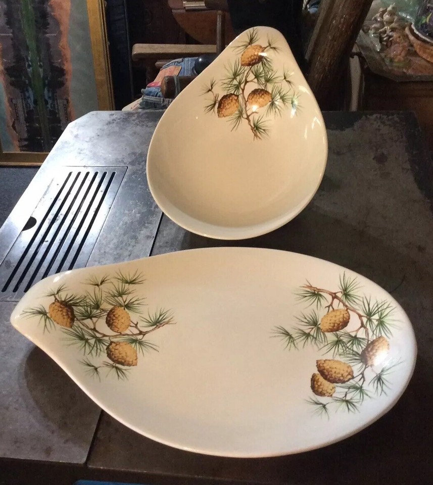 Hallcraft by Eva Zeisel Pinecone 15” Platter 12” Bowl MCM Form Hall ...