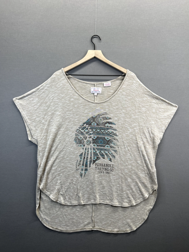 Panhandle Womens Beige T-Shirt Native Short Sleeve Scoop Neck Size XXL ...