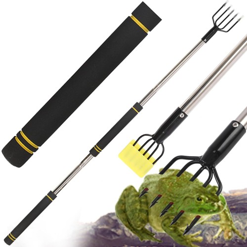 Frebuta Frog Gigging Pole,2 to 6Ft Fishing Gig Gaff with Barbed 5-Prong ...