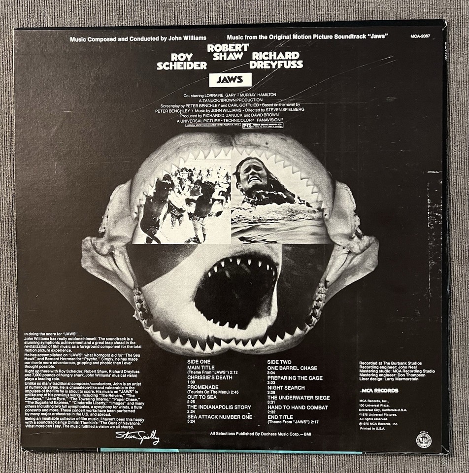 Jaws 1975 The Original Motion Picture Soundtrack Signed By Susan ...