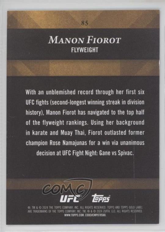 2024 Topps Gold Label UFC Class 3 Manon Fiorot #85 1u6 | eBay