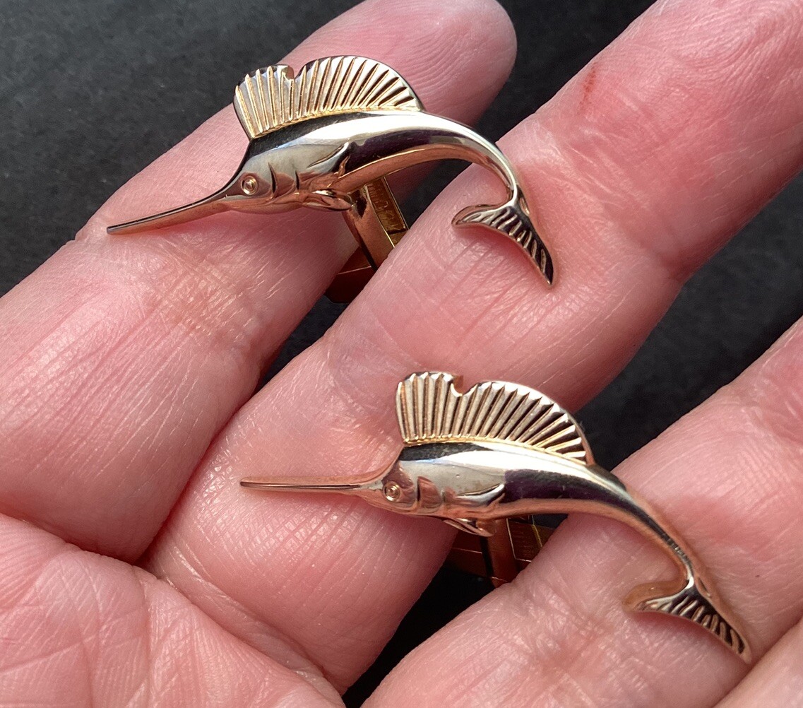 Swank Gold Tone Marlin Sword Fish Sailfish Barracuda … - Gem