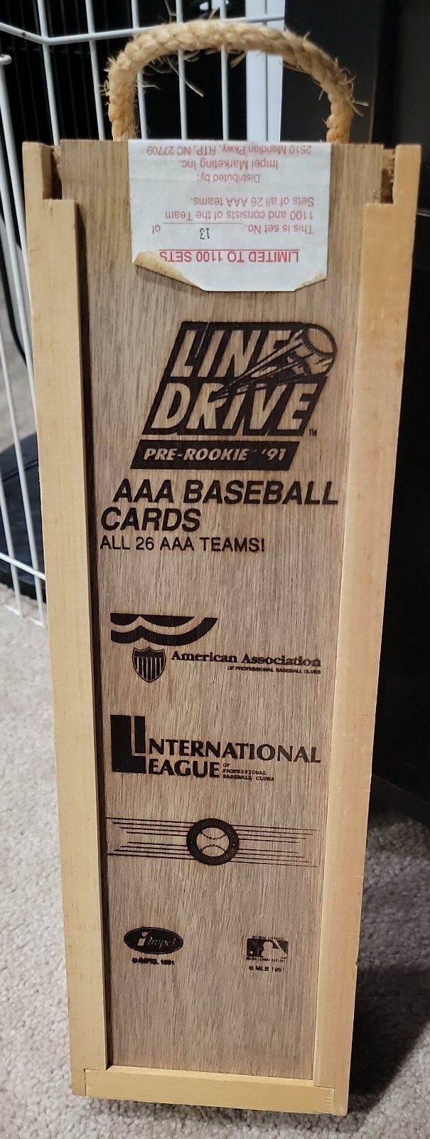 1991 Line Drive Pre-Rookie AAA Baseball International League Wood Box ...