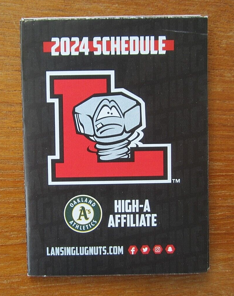2024 Lansing Lugnuts (MI) High A Baseball Pocket Schedule - Oakland ...