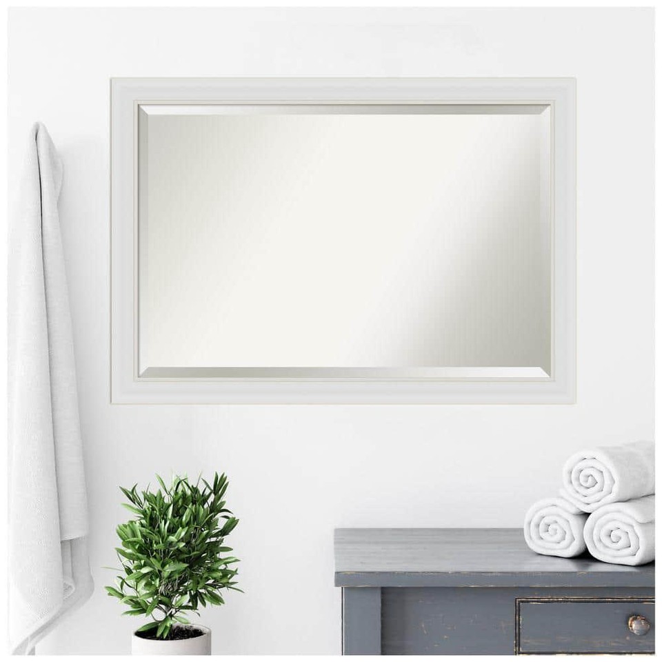 Amanti Art Casual Mirror 40" W X 28" H, Rectangle Flair Soft White ...