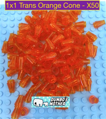 LEGO 1x1 Trans Orange Cone without Top Groove X50 | eBay