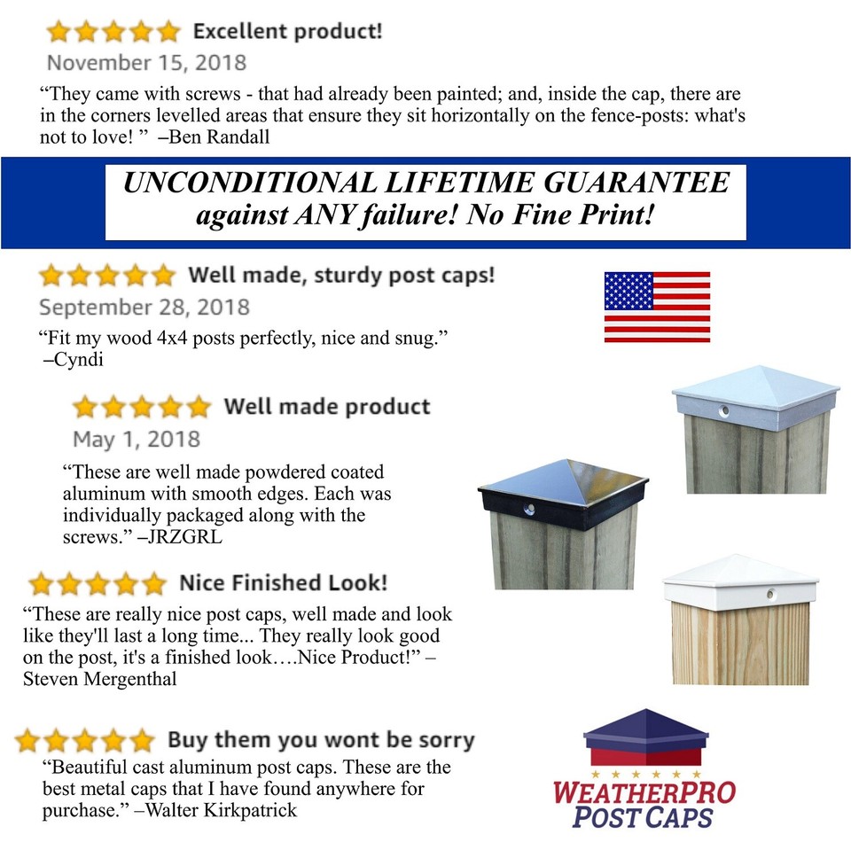 4x4 Fence Post Caps - Deck, Mailbox, Light Post - Aluminum White 10 ...