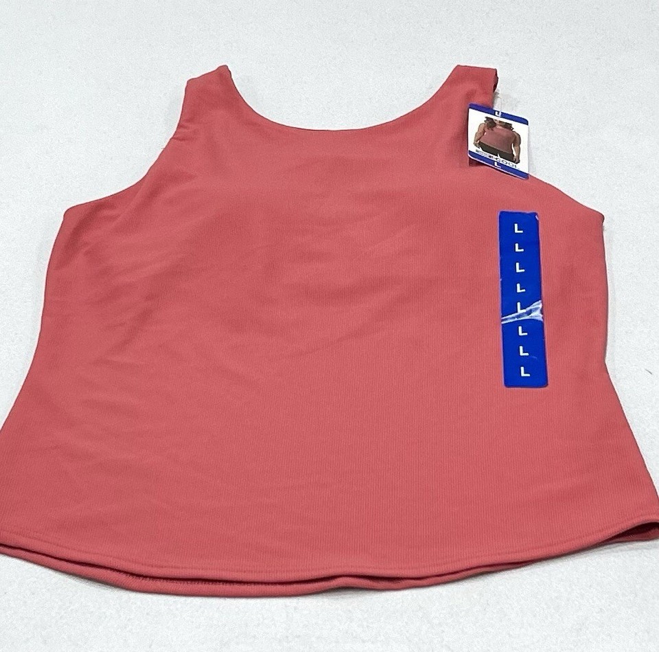 32 Degrees Cool Women's Soft Ribbed Fabric with Built-In-Bra Top, Slate ...