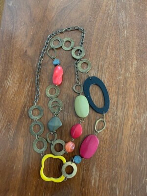 Unique Boho Hippie Chain Necklace 18" Metal and Beads | eBay