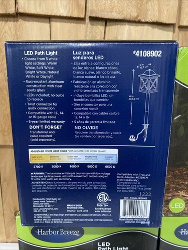 Harbor Breeze Low Voltage LED Path Light,Black, Adjustable Lighting (4 ...