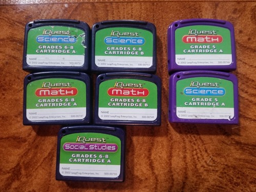 Lot of 7 iQuest Cartridges Grades 6-8 & Grade 5 Math, Science & Social ...