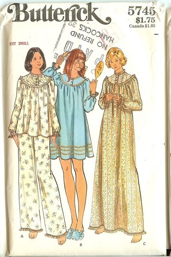 OOP Butterick Pattern Misses Nightgown Robes Pajamas Loungewear UPIC ...