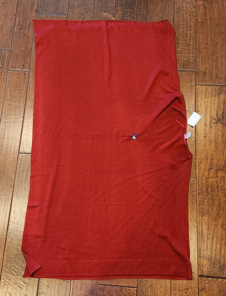 Cato Square Poncho Sweater One Size Ruby Red V Neck Knit Pullover ...