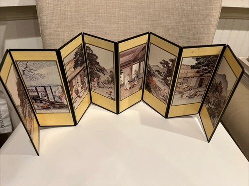 Vintage Chinese Mini Folding Screen with Korean Art - 8 Panel (B4) | eBay