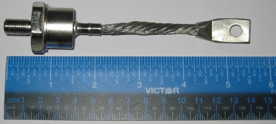 150 Amp 200 Volt Stud Mounted Diode with Wire / Lug - Anode 3/8-24 Stud ...