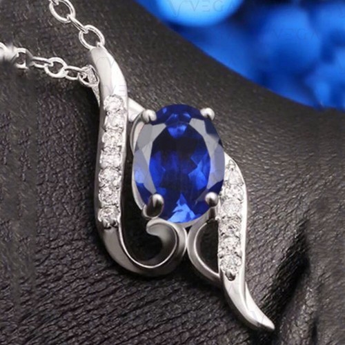 5.36ct Oval Natural Tanzanite & Diamond Solid 14K White Gold Pendant No ...