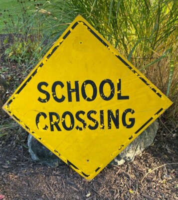Vintage Metal Aluminum School Crossing Sign Yellow | eBay