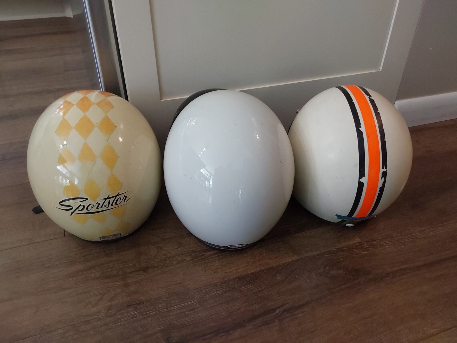 3 Vintage Bell RT Racing Motorcycle Helmet 7 1/4 White, Super Magnum ...