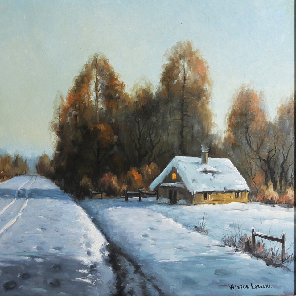 Wiktor Korecki (1890-1980) Ukrainian Polish artist Landscape oil canvas ...