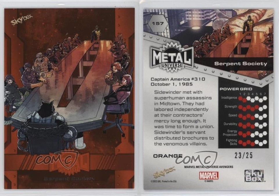 2024 Skybox Marvel Metal Universe Avengers Orange 23/25 Serpent Society ...