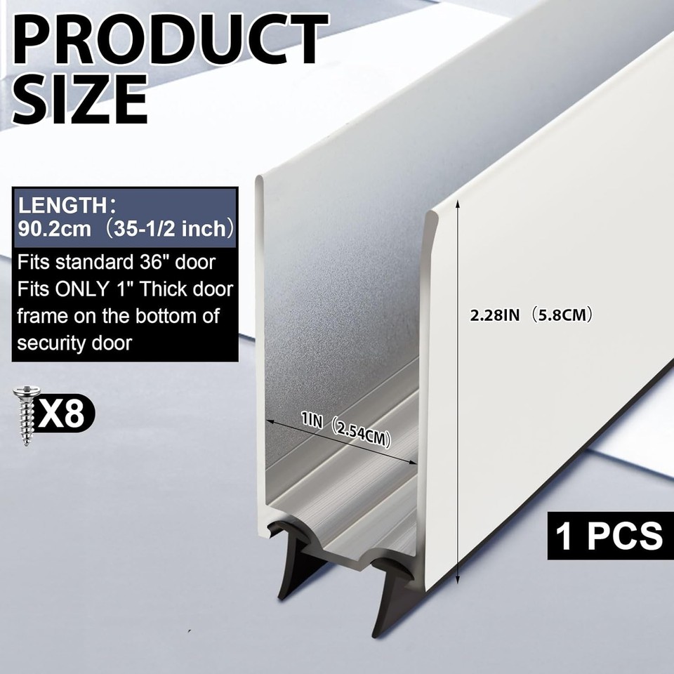 1 Pack Storm Door Sweep Replacement Bottom Aluminum Expander for White ...