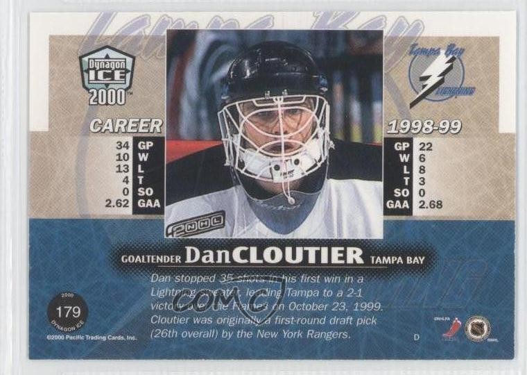 1999-00 Pacific Dynagon Ice Gold Missing Serial Number Dan Cloutier ...