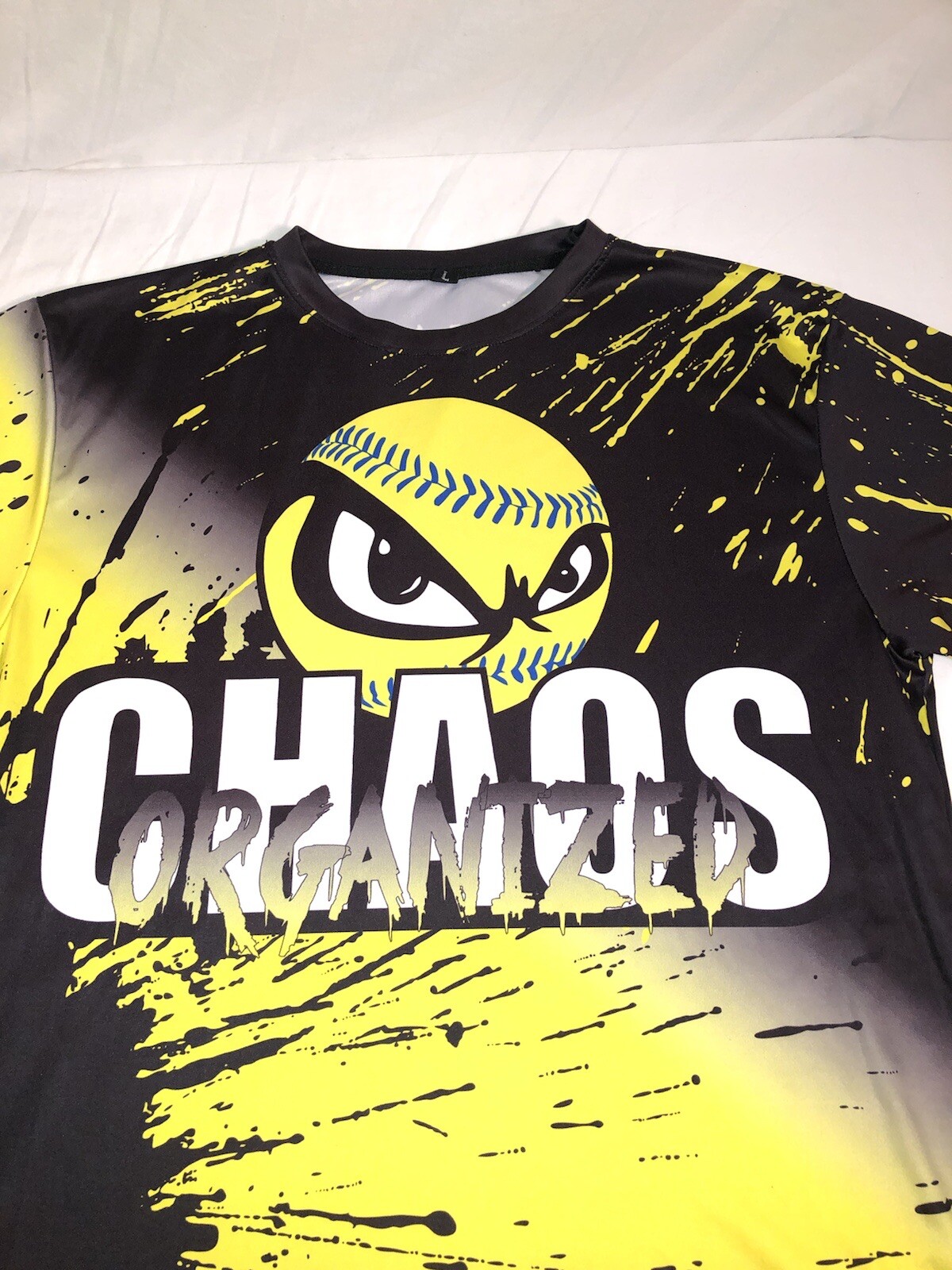 Men’s CHAOS ORGANIZED Baseball Splatter Paint Pattern… - Gem