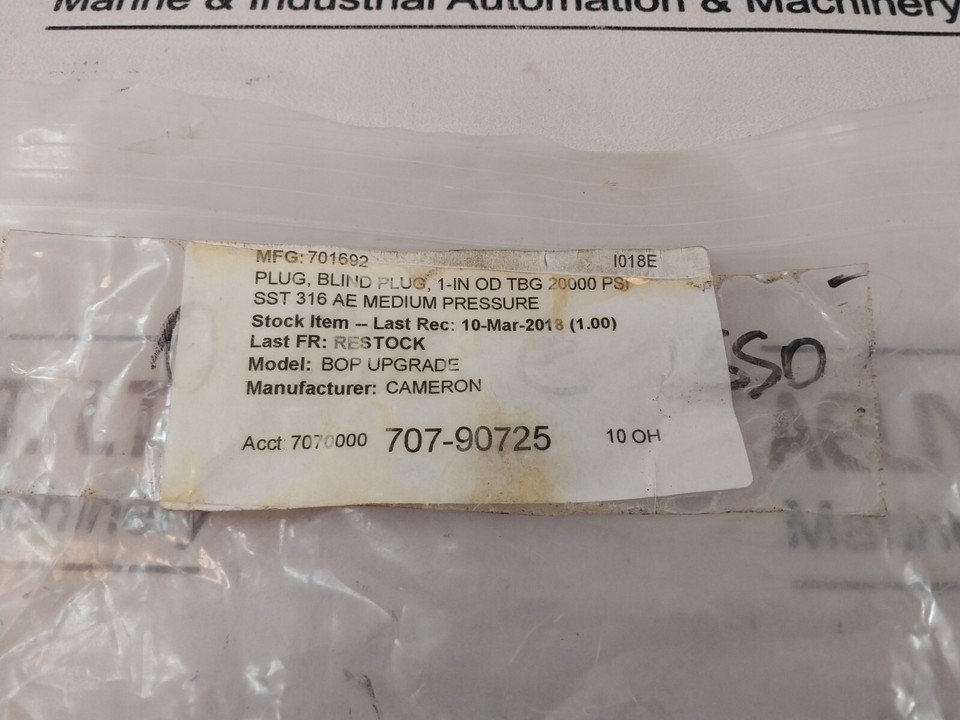Autoclave Engineers Cpx160-316ss Adapter Blind Plug 701692 | eBay