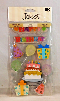 Happy Birthday Scrapbook Stickers Epoxy Cake Presents Balloons JP009 EK ...