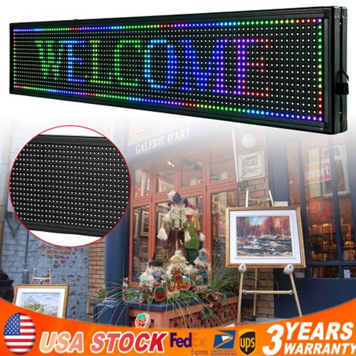 LED Sign 40" X 8" Scrolling Message Display Board 7 Color Programmable ...