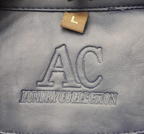 AC Luxury Collection Women's Navy Blue Size Large Leather Moto Jacket ...