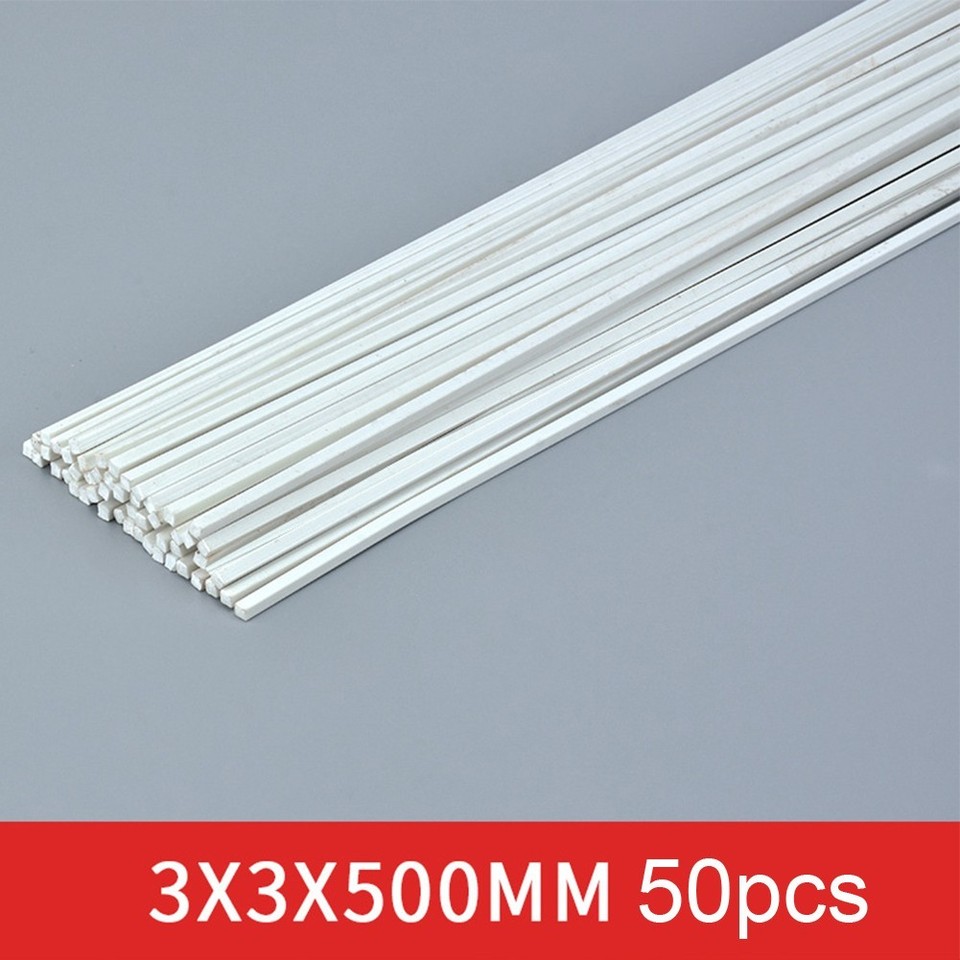 50 Pieces ABS Solid Square Bar Rod 50cm Model Layout Material Plastic ...
