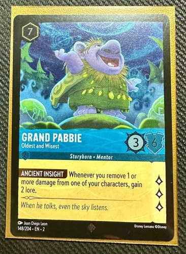 Grand Pabbie Oldest and Wisest 148 Disney Lorcana Floodborn Card SUPER ...