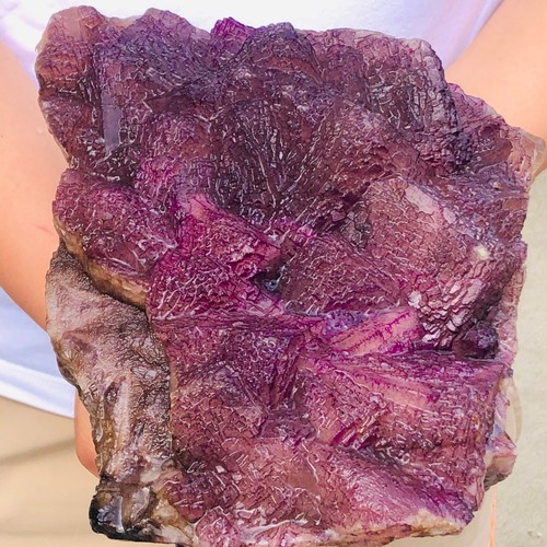 14.03lb Natural purplish red Fluorite Crystal Cluster mineral sample ...